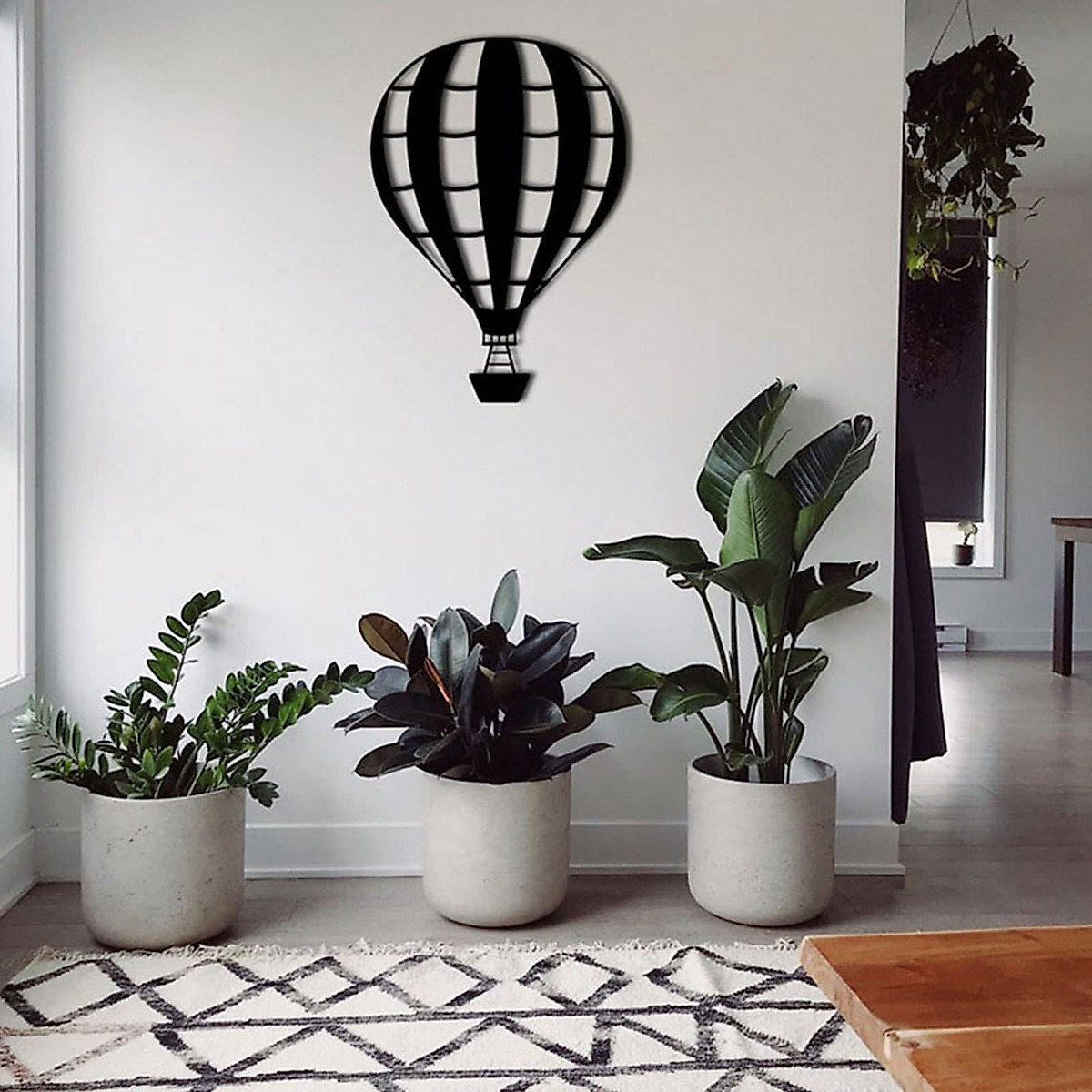 Hot Air Balloon Metal Wall Art, 3D Silhouette Decoration of Living Room, Stylish Metal Wall Hanging Black Decoration, Suitable for Home Decoration of Restaurant Coffee Shop