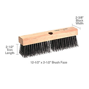 Osborn 52061SP Block Style Wire Broom Head, Heavy Duty Scrubbing and Sweeping, Cold Drawn Wire Fill Material, 12" Block Head Length, 2-3/8" Block Width, 2-1/2" Trim Length, 12-1/2" x 2-1/2" Brush Face