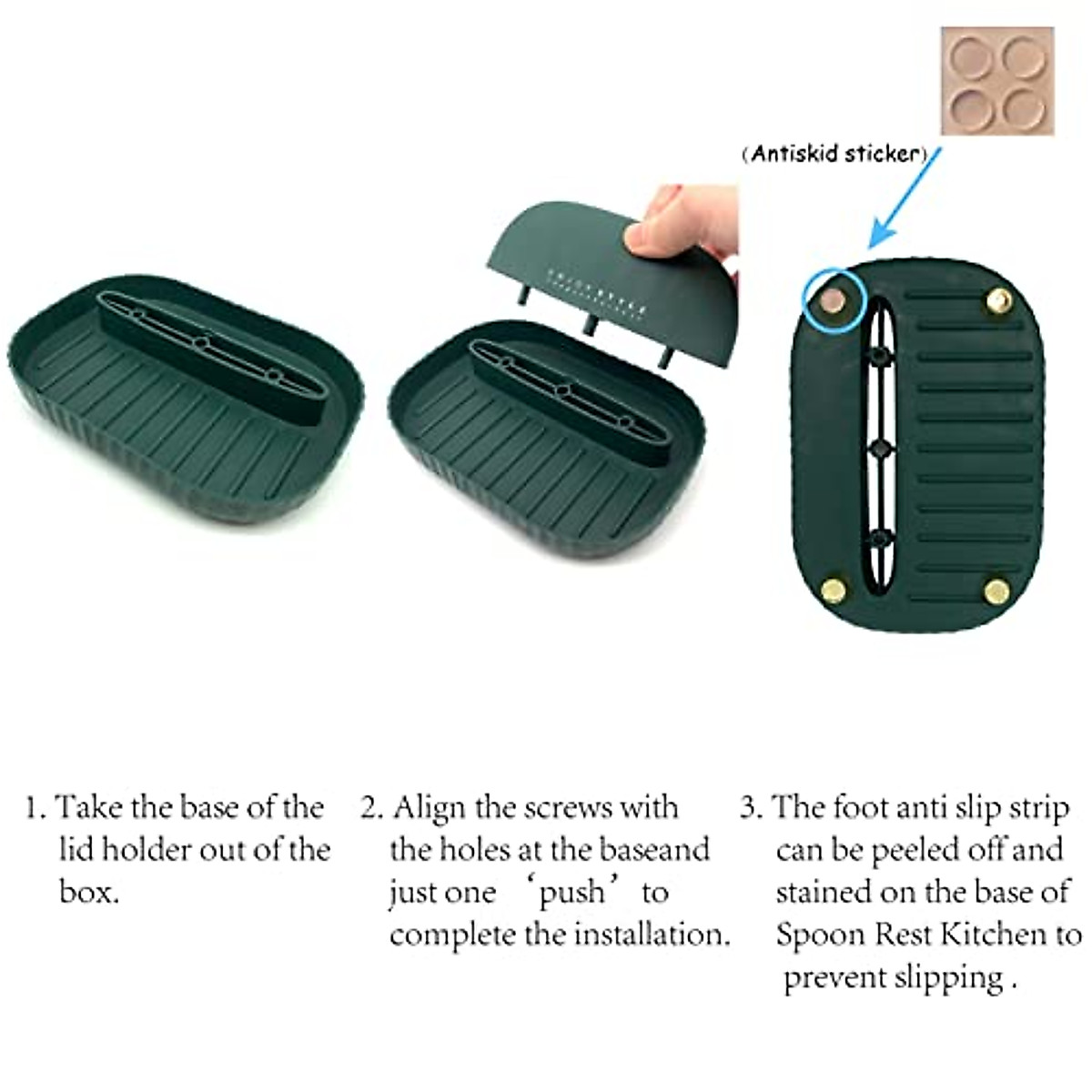 Spoon Rest, Spoon Rest for Stove Top, Cooking Ladle/Spatula/Spoon Holder for Countertop, Utensil Rest for Countertop, Kitchen and Grill Utensil and Lid Holder【Food Grade Plastics】