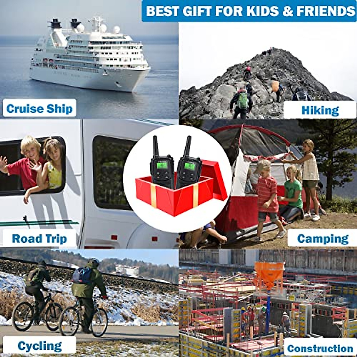 LOKSHUN Walkie Talkies for Adults Long Range with 22 FRS Channels,X1 Walkie Talkie Up to 5 Miles with Earpieces VOX Auto Squelch,Professional Walkie Talkies for Kids Gift Family Hiking Camping(2 Pack)