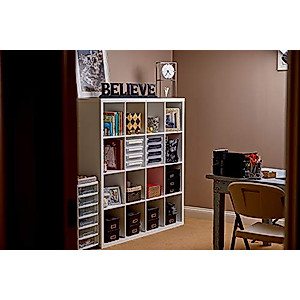 Plano PLA131401 4 Pack Cubby Cube Clear Storage| Stackable Clear Storage Bins with Secure Black Latch, Clear with Black Latch