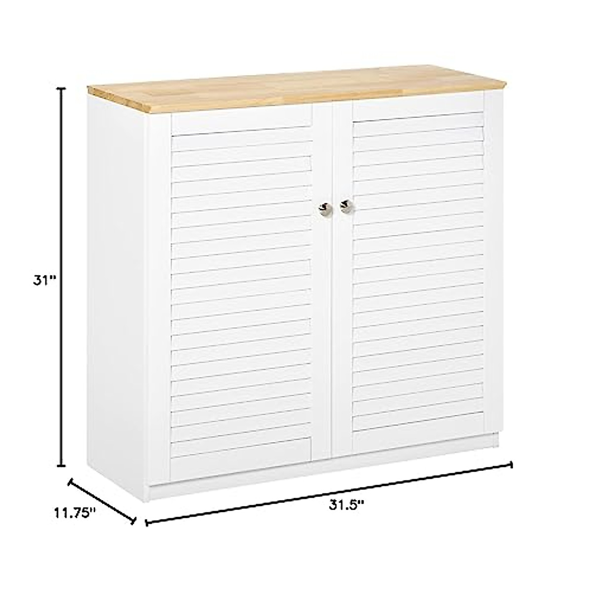 HOMCOM Sideboard Buffet Cabinet, Kitchen Cabinet, Coffee Bar Cabinet with Double Louvered Doors and Adjustable Shelf for Living Room, Hallway, White