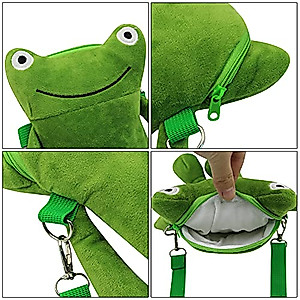 ANKOMINA Women Kids Cute Plush Frog Crossbody Bag Small Cell Phone Wallet Coin Purse Bag Shoulder Handbag