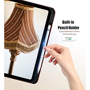 KUAELEN Case for iPad Air 11 inch M2 2024 Air 6th/ 5th Generation 2022 /Air 4th Generation 2020 10.9 Inch with Pencil Holder [Support Touch ID and iPad 2nd Pencil Charging]-Winter Jasmine