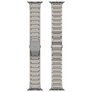 LDFAS Compatible for Apple Watch Ultra 2 Band 49mm,Series 10 46mm Titanium Metal Solid Link Bracelet Bands Replacement for iWatch Strap Compatible for Apple Watch 9/8/7 45mm 44mm Band, Silver Gray