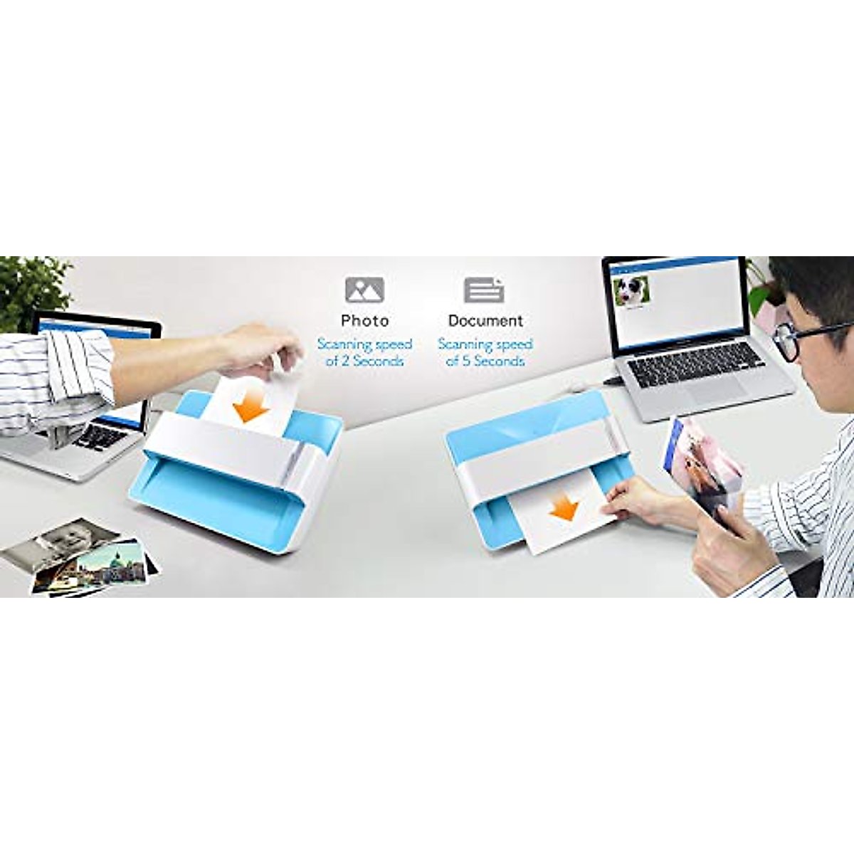 Plustek Photo Scanner - ephoto Z300, Scan 4x6 Photo in 2sec, Auto Crop and Deskew CCD Sensor. Support Mac and PC
