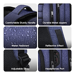 Large Backpack, Travel Backpack, Laptop Backpack, Durable 17 Inch Extra Large TSA Computer Backpacks with USB Charging Port, 40L High Capacity Water Resistant TSA Carry on Computer Business Bag, Blue