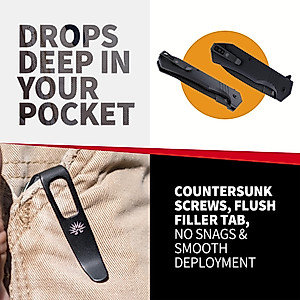 Off-Grid Knives - Stinger XL Folding Knife w. Spear Point Blade, Crucible 154CM Steel, G10 Scales, Deep Carry Clip (Blackwash)