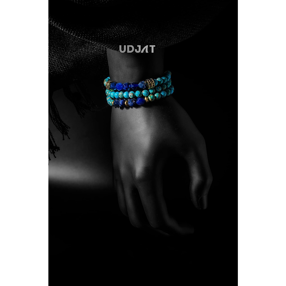 [Udjat]Turquoise Emperor Stone Wrap Bracelets,Healing Crystal Bracelet, Chakra Bracelet,Mala beads Crystal Bracelet for Woman, Turquoise Wrap Bracelets, turquoise emperor stone,blue sodalite