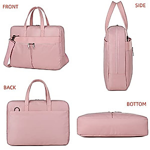 Laptop Bag for Women Computer Shoulder Bag 15.6 inch Laptop Tote Purse Set Business Briefcase Handbag Waterproof BC-02 (Pink)