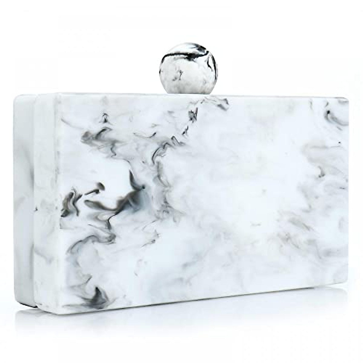 Clutch Purse for Women - Marble Crossbody Handbags - Acrylic Square Box Handbag and Purse for Casual Party Wedding (White)