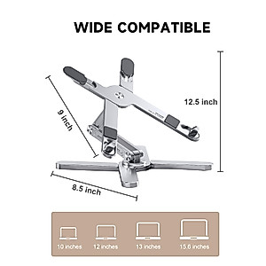 MCHOSE Laptop Stand with 360 Rotating Base,Foldable Laptop Riser for Desk, Compatible with Air, Pro, Dell, HP, Lenovo More 10-15.6" -Silver
