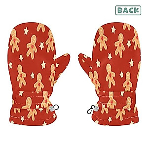 Christmas Gingerbread Boys Girls Gloves Holiday Sugar Glazed Winter Toddler Mittens Warm Baby Kids Snowboarding Gloves Ski Gloves for Skiing Outdoor Sport M