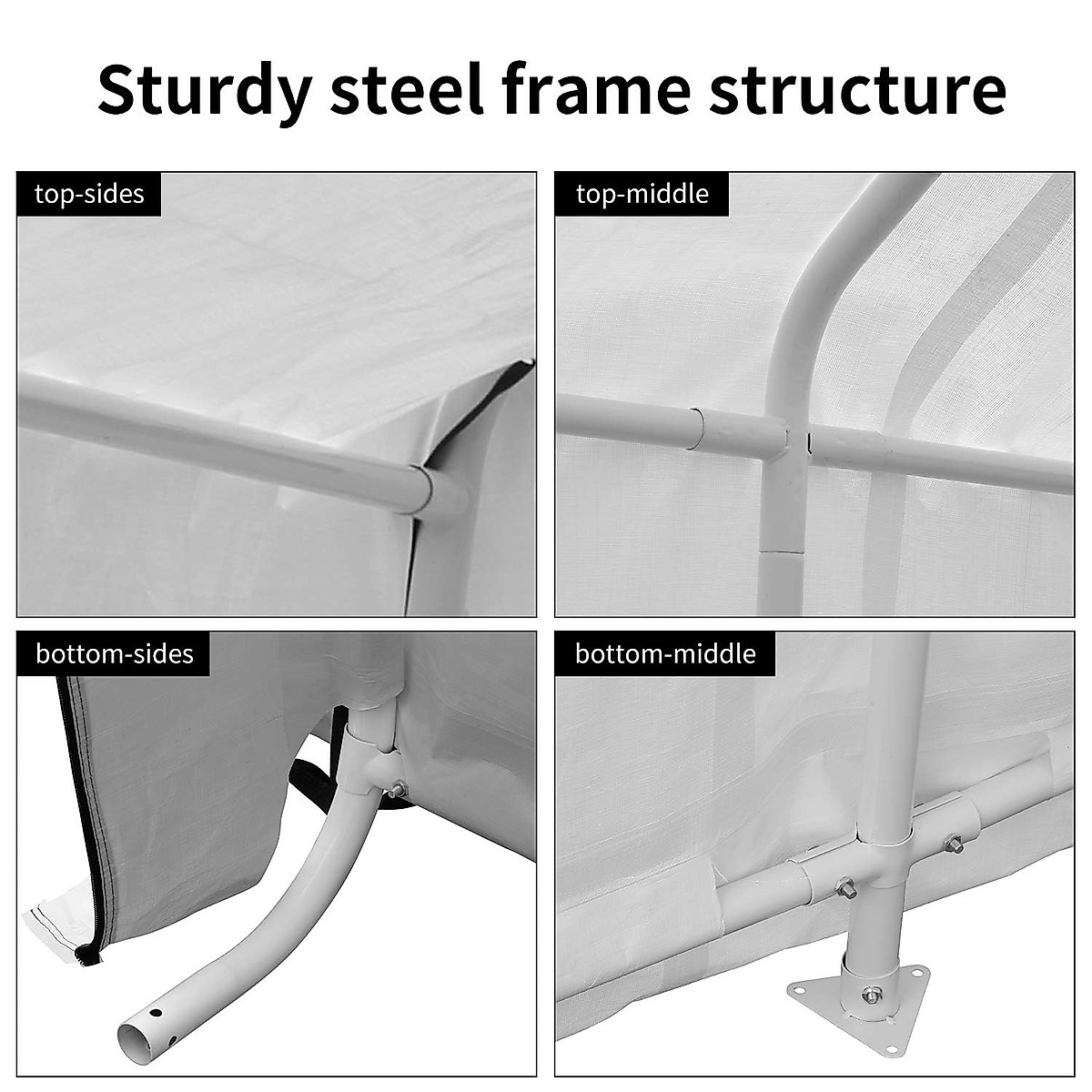 10'x 17'Heavy Duty Portable Carport Car Garages Shelters, 8 Steel Legs, White, Waterproof