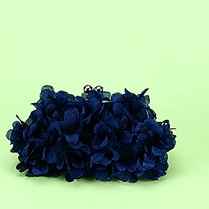 Mrotasvi Lightweight Tassel Rosa Flower Earrings and Rose Petal Clutch Evening Bag for Women Girls Party Wedding Pack of 2 Set (Blue)