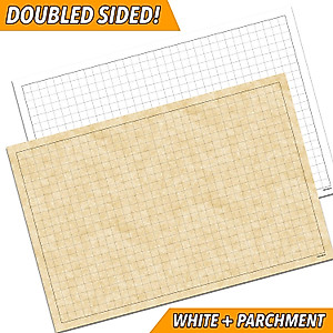 RPG Battle Game Mat - 6 Pack Dry Erase Double Sided 36 x 24 (12 Terrains) + 4 Dry Erase Markers + 1 Eraser + 7pc Polyhedral Dice Set - Large Table Top Role Playing Map for Starters and Mastersâ€¦