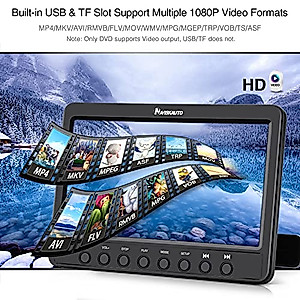 NAVISKAUTO 10.1" Dual Car DVD Players with HDMI Input 2 Headphones Mounting Bracket Support 1080P MP4 Video Region Free (2 x Headrest DVD Players)