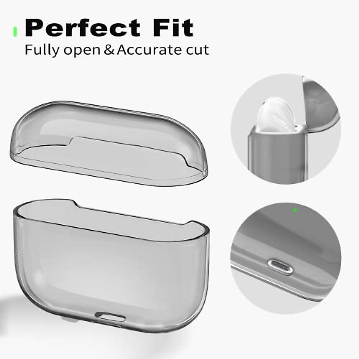 Foweroty for Airpods Pro Case Cover with Key Buckle, Clear Anti-Yellow Protective TPU Cover Case for Airpods Pro(Clear Black)