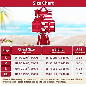 Toddler Swim Vest Floaties for Kids with Adjustable Safety Strap for Learn to Swim Children, Stripes Red S Age 1-3