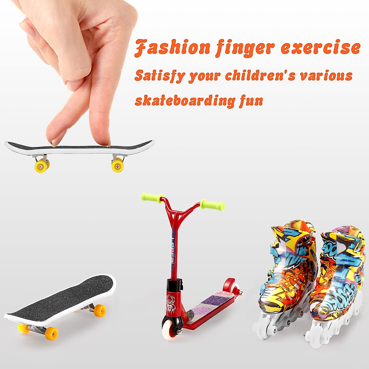 Fingerboard Ramps, Ramp Skate Park Kit, Bigger Finger Skateboard Ramps Contain Skateboards, Ramps, Scooters, Skates, Teen Girl Gifts Boys