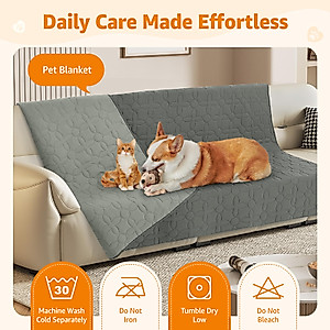 Waterproof Blanket Couch Cover for Dogs - Washable Soft Pet Blanket for Furniture Bed Couch Sofa Covers Protector Reversible Blankets for Kids Dog Cat (Dark Gray+Light Gray,82'' x 120'',2 Pack)