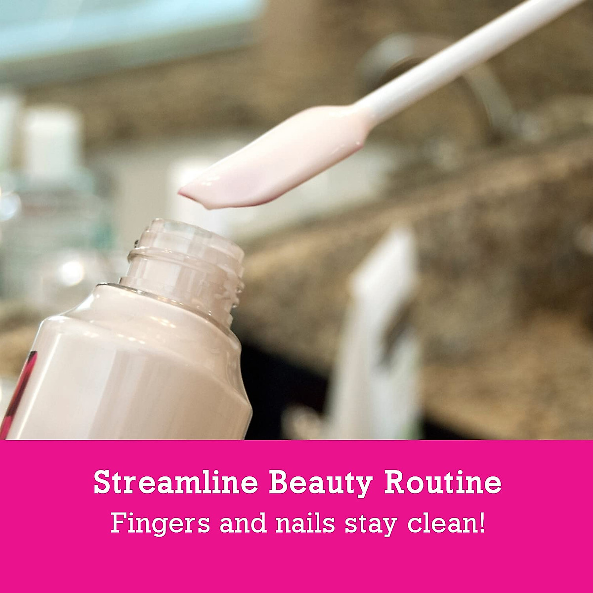 Spatty Daddy Beauty Makeup Spatula (12 Inch Pink) Shark Tank Mom Made, Scrapes Last Drop of Lotion, Mini Spatula Makeup, Long Makeup Spatula, Scoop for Makeup, Makeup Stocking Stuffer, Makeup Spatula