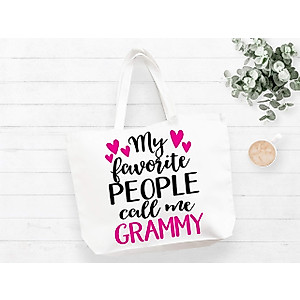 COCOVICI Grammy Tote Bag | My Favorite People Call me Grammy | Grandma Gifts | Grammy Gifts | Grammy Christmas Gift | Christmas Gift from Grandkids (My Favorite People Call me Grammy Pink/Black Font)