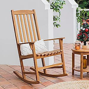 Cambridge Casual Bentley Outdoor Porch Rocking Chair for Patio Furniture, Teak Wood