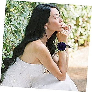 ARTIBETTER 3pcs Wrist Flower Outdoor Decor Flower Wrist Corsage Bridesmaid Bracelets Flower Corsage Wristlet Pearl Decor Hand Wrist Flowers The Flowers Plastic Wrist Chain Bridegroom