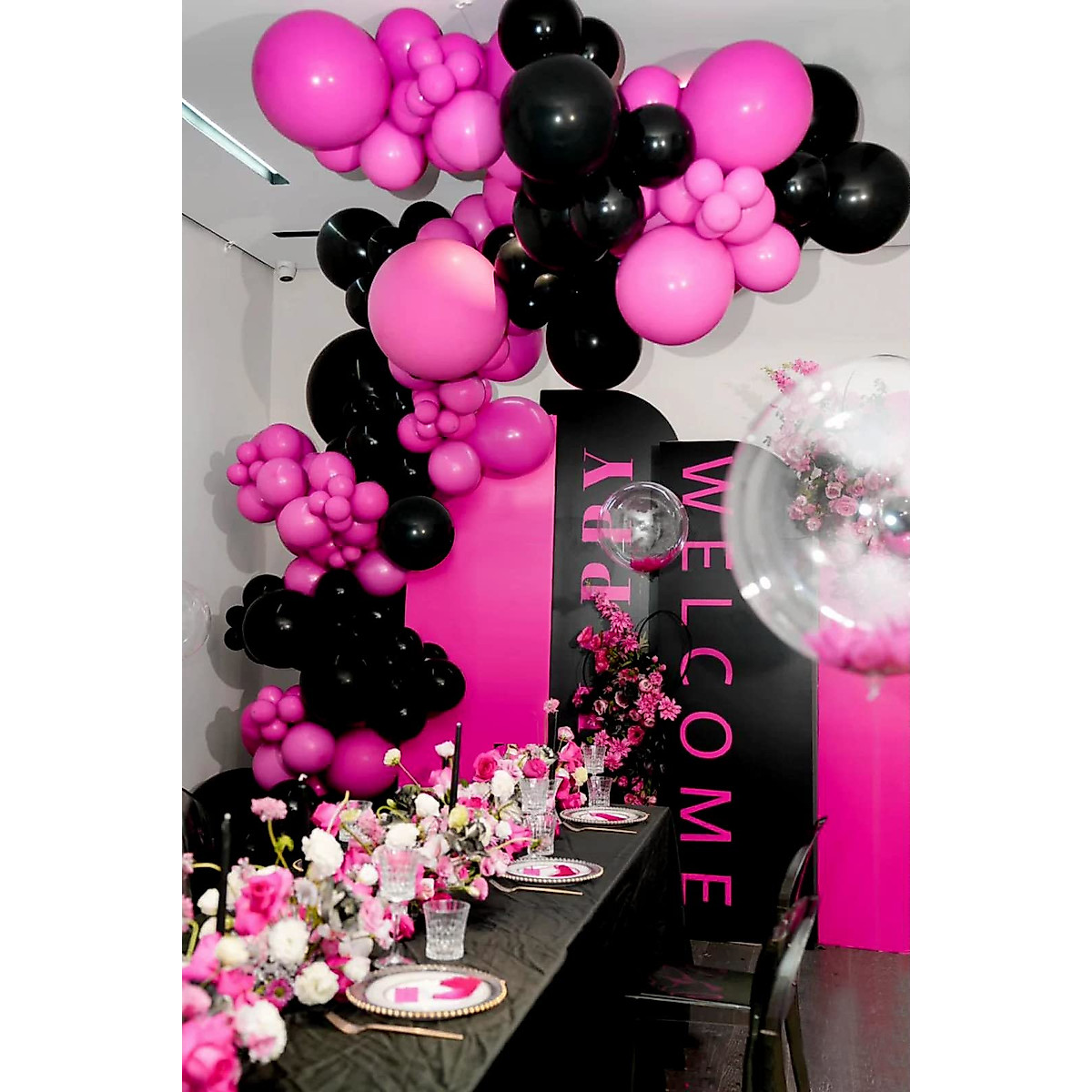 FOTIOMRG 110pcs Hot Pink Balloon Garland Arch Kit, 18 12 10 5 inch Hot Pink Latex Balloons Different Sizes Pack for Birthday Baby Shower Bridal Shower Wedding Bachelorette Party Decorations