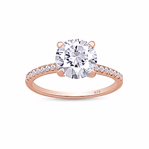 1.5CT Moissanite Rings for Women, D Color VVS1 Clarity Brilliant Round Cut Solitaire Lab Created Diamond Moissanite Ring 18K Rose Gold Over Sterling Silver 4 Prong Moissanite Engagement Ring-10