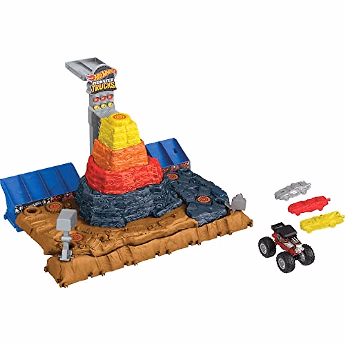 Hot Wheels Arena Smashers Bone Shaker Ultimate Crush Yard Playset, Exclusive 1:64 Scale Bone Shaker Toy Truck & 3 Crushable Cars