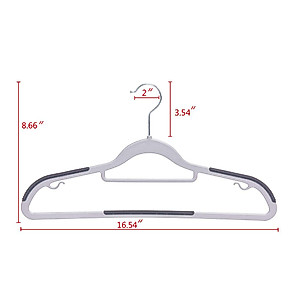 Quality Hangers Clothes Hangers 50 Pack - Non-Velvet Plastic Hangers for Clothes - Heavy Duty Coat Hanger Set - Space-Saving Closet Hangers with Gray Swivel Hooks - Functional Non-Flocked Hangers