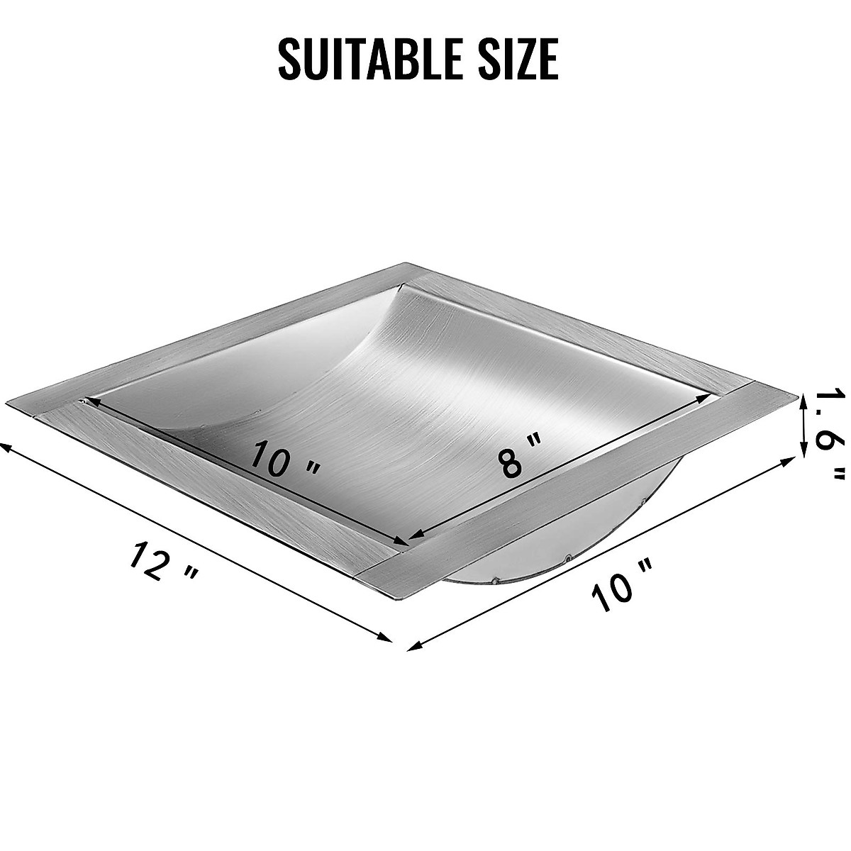 Mophorn 304 Stainless Steel Drop-in Deal Tray 12" Deep x 10" Wide x 1.6" High Brushed Finish for Cash Register Window