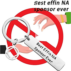 BAUNA Sponsor Gift Sobriety Gift NA Sponsor Appreciation Keychain Narcotics Anonymous Jewelry Best Effin NA Sponsor Ever (NA Sponsor Keychain)