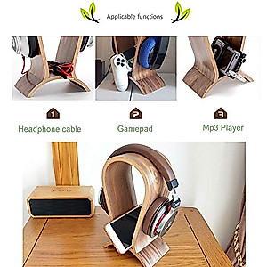 Headphone Stand Wood, Headset Stand for Desk, Walnut Gaming Headphone Holder Compatible for Sennheiser, Bose, Beats, Razer, AKG, Airpod Max, HyperX, Sony PS4 et.