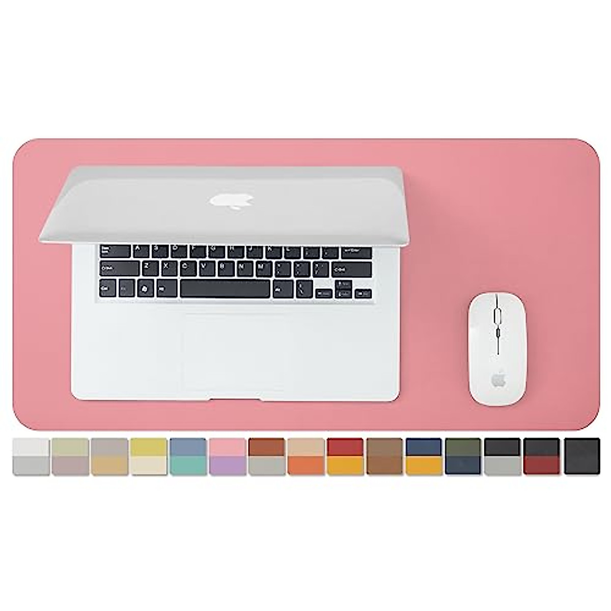 Compact Dual Sided Leather Desk Mat - Desk Pad for Office and Home - Desk Organization and Accessories - Ideal for Large Mouse Pad and Small Desk Mats on Top of Desks(Pink+Purple,23.6"x 11.8")