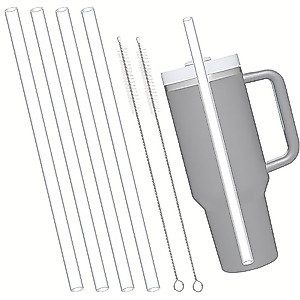 Ouharty 12.2-Inch 4-Pack Replacement Straws for Stanley 40 oz 30 oz Cup Tumbler, Reusable Straws Compatible with Stanley Cup and Simple Modern Tumbler with Handle, BPA-Free Straw with Cleaning Brush
