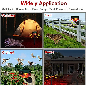 WONFAST Solar Sensor Security Alarm Lights Outdoor, 360° Motion Detector LED Flashing Strobe Light Warning Lamp Built-in 13Sounds,129db Loud Siren Sound for Home Farm Barn Villa Yard (Red-1)