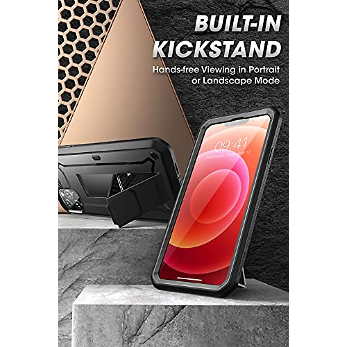 SUPCASE Unicorn Beetle Pro Series Case for iPhone 13 Pro (2021 Release) 6.1 Inch, Built-in Screen Protector Full-Body Rugged Holster Case (Black)