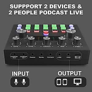 Podcast Equipment Bundle,Audio Interface with DJ Mixer and Voice Changer Studio Broadcast Microphone, Perfect for Recording,Live Streaming,Gaming,Compatible with PC,Smartphone,Play Station