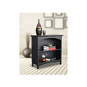 eHemco 2 Tier Bookcase with 2 Arched Supports, 29 Inches, Black
