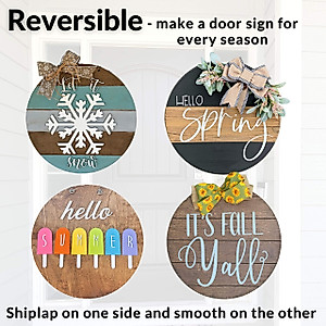 Unfinished Wood Rounds for Crafts - 2 Pack of 14 Inch Diameter Reversible Wood Circles with Real Wood Veneer That Will Not Warp, Wood Slices with Smooth Side and Embossed Shiplap Side by CADE + KAI