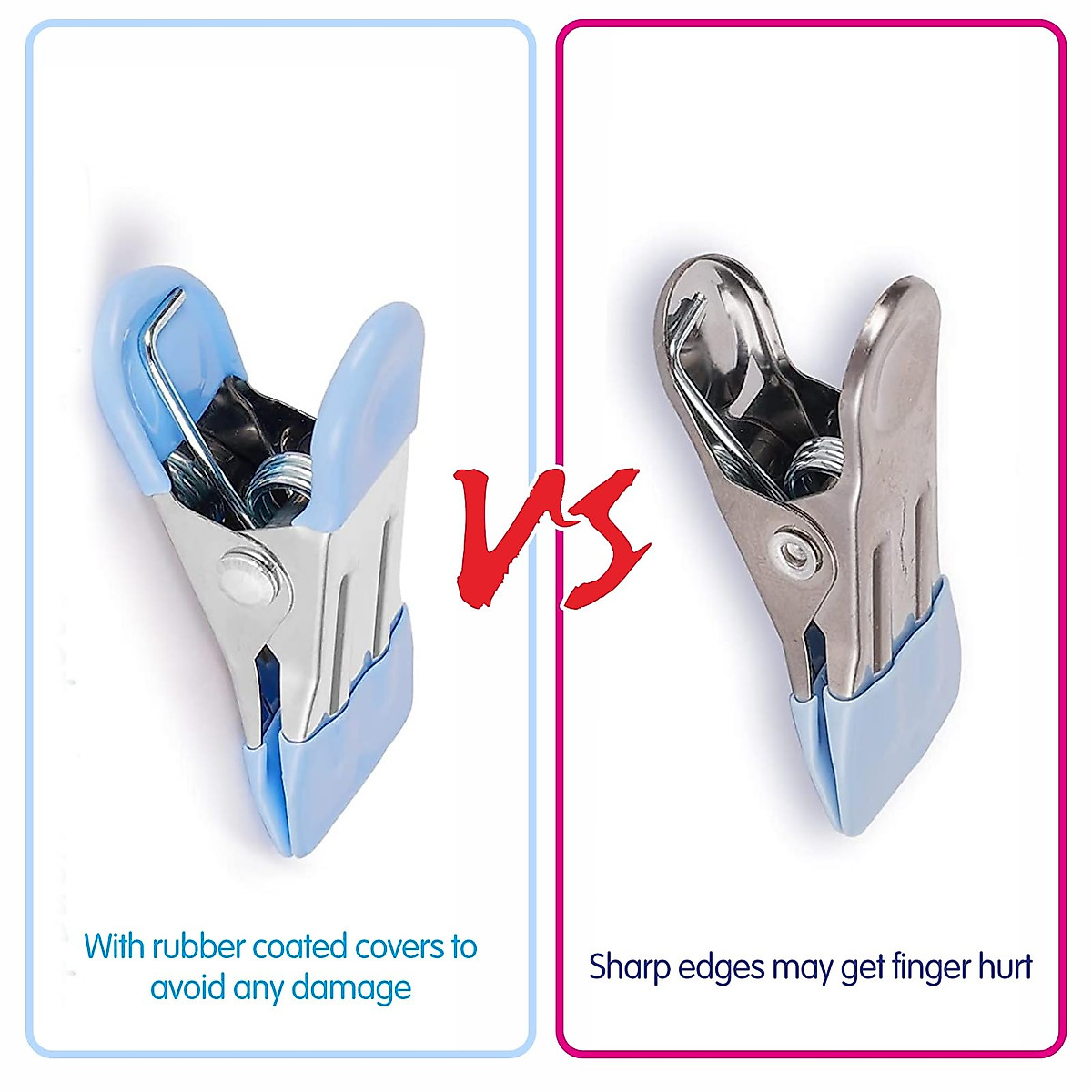 Clothes Pins, 24Pcs Chip Clips, 8 Mix Colors Clothespins, Bag Clips, Paper Clips, Mini Clothes Pins for Photo, Chip Clips Bag Clips Food Clips, Heavy Duty Metal Food Clips for Food, Kitchen Clips