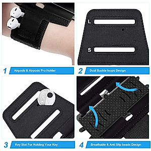 Phone Armband Running Wristband Phone Holder, Detachable Running Accessories Walking Exercise & Gym Workout.360°Rotatable for iPhone 14/13/Pro Max/Pro/Mini/12/11/SE/Xs/XR/X/8/7/Plus, Fits All 4-6.7
