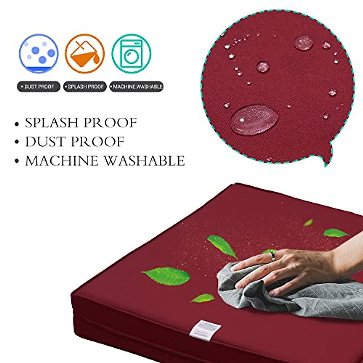 12 Pack Outdoor Patio Cushions Pillows Replacement Covers Fit for 6 Pieces 5-Seater Wicker Rattan Furniture Conversation Set Sectional Sofa Chair,Water-Resistant Fadeless,Burgundy-Covers Only