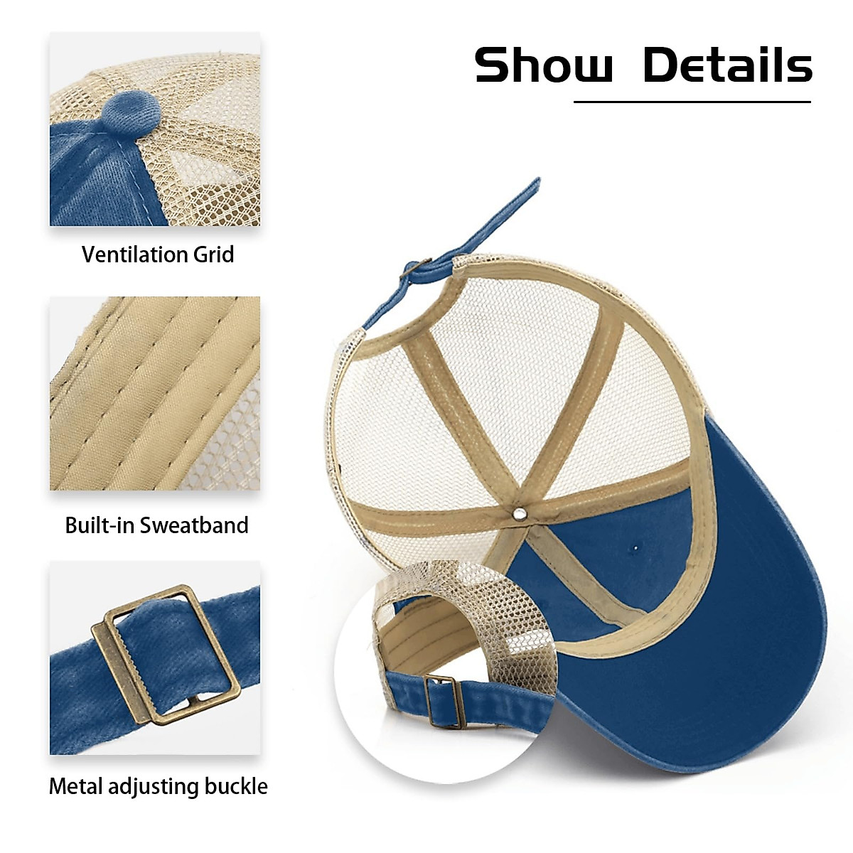 BEIXBE Fireworks Director If I Run You Run Trucker Hat Women Trendy Mesh Hat for Summer Lake Blue