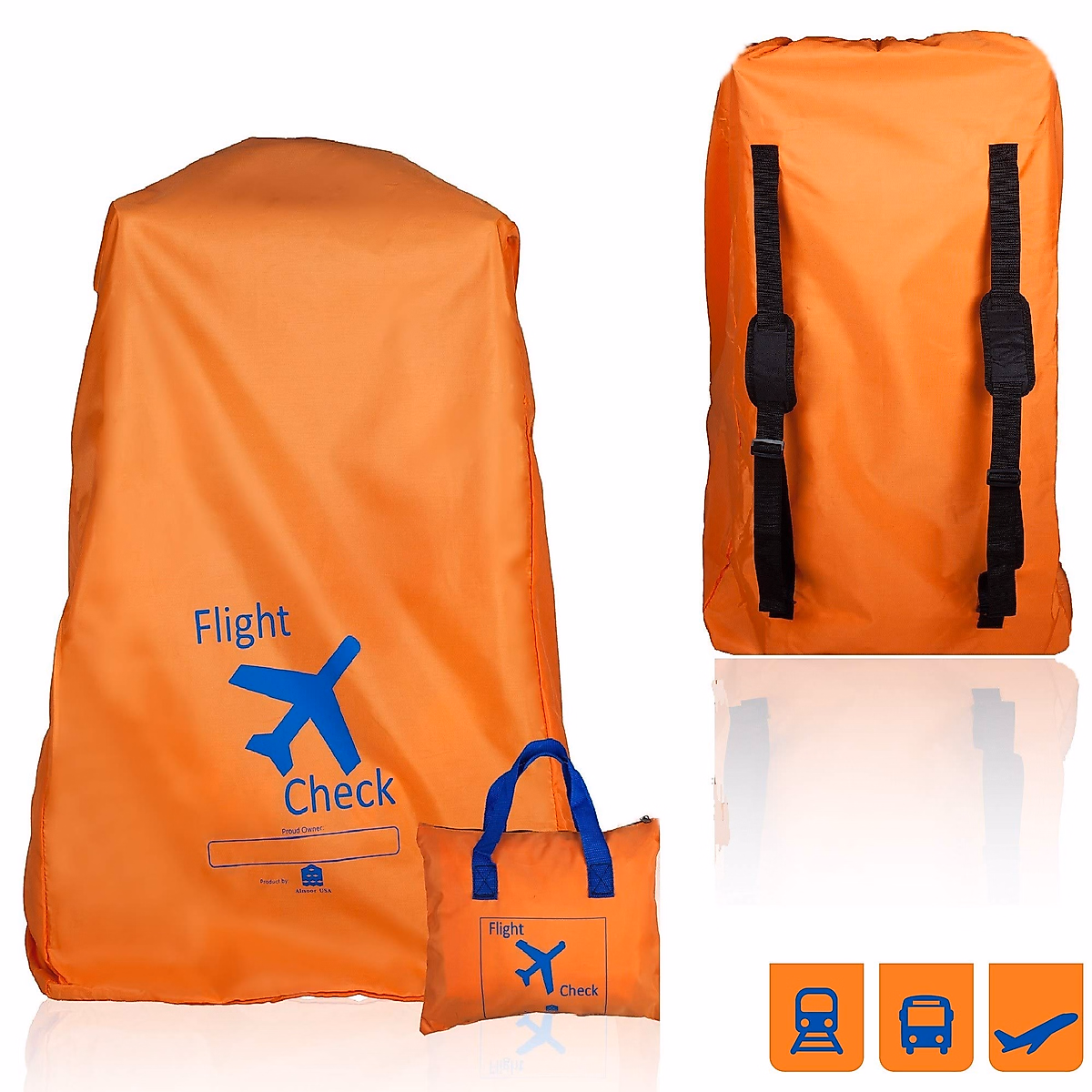 Alnoor USA Gate Check Bag for Single & Double Stroller Travel Bag for Air Plane | Extra Large & Ultra Durable - Includes Padded Shoulder Straps for Comfort & Durability With Pouch – Bonus E-Book