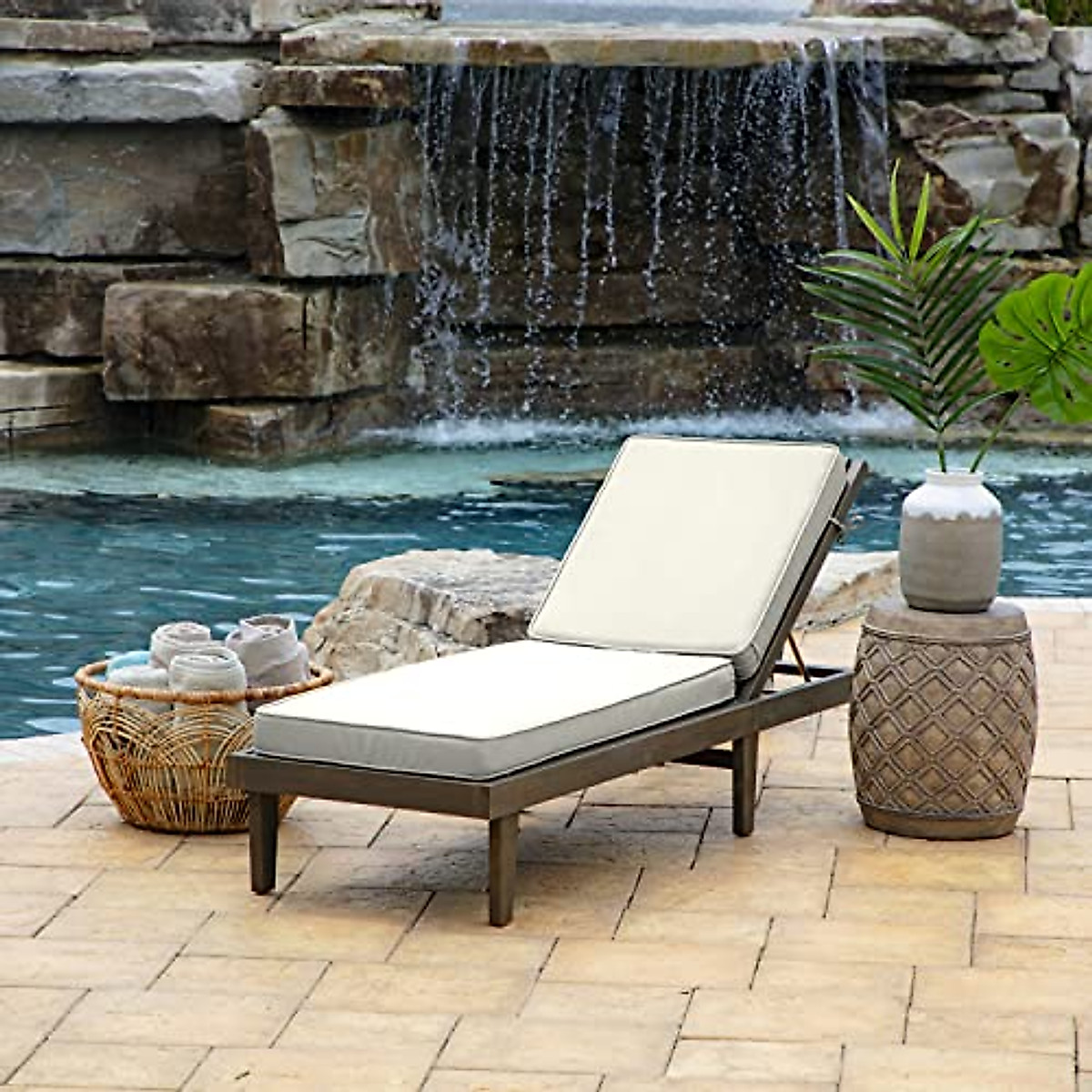 Arden Selections ProFoam Performance Outdoor Chaise Lounge Cushion 46 x 21, Sand Cream