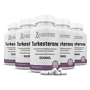 Justified Laboratories (5 Pack Turkesterone 500mg 10% Standardized Naturally Increase Stamina Endurance Strength 300 Capsules